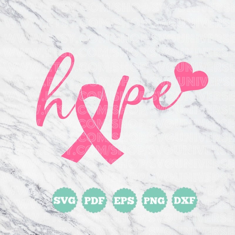 Hope breast Cancer Awareness SVG Cut Files Dxf Eps | Etsy