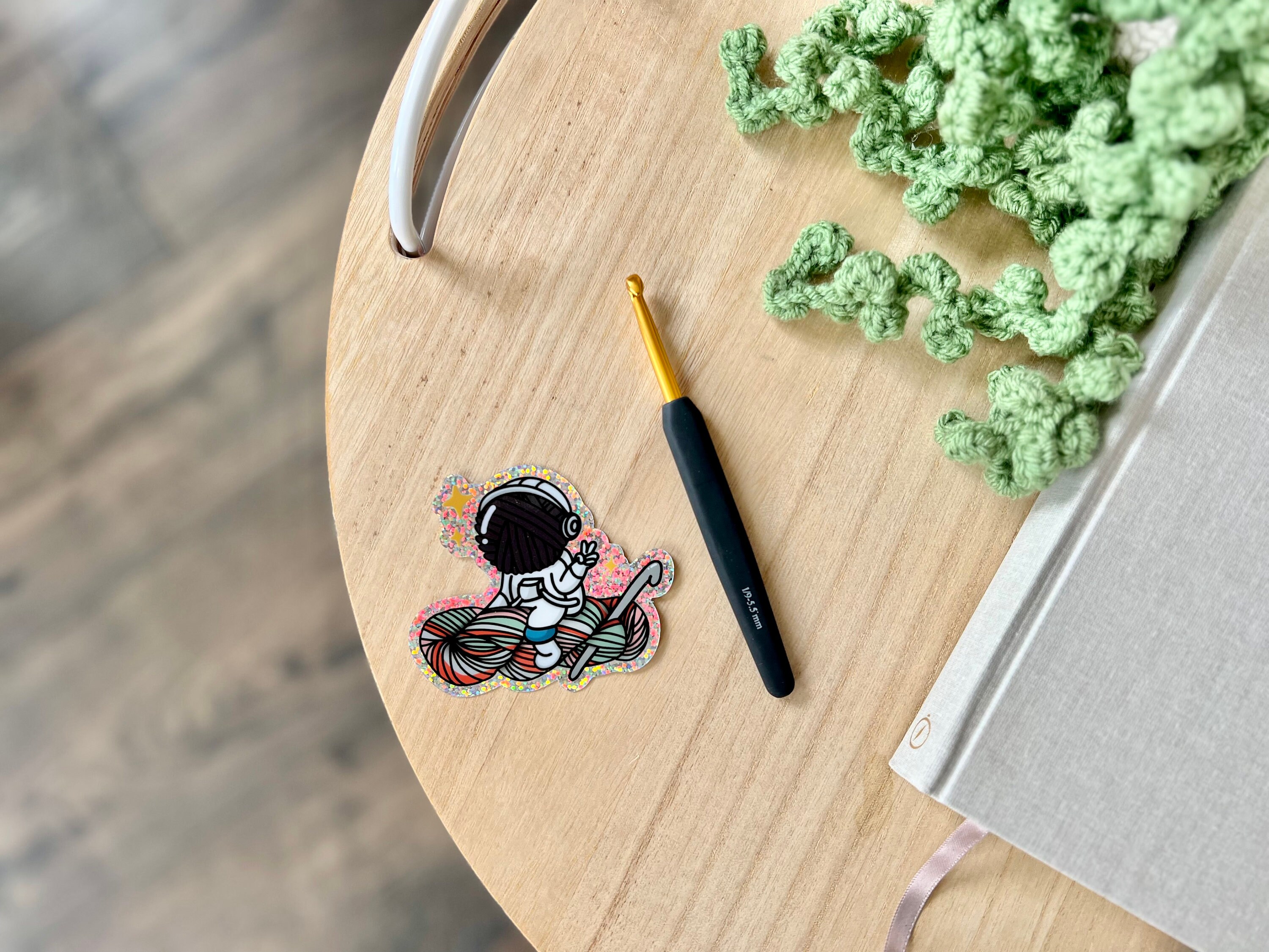 AstroKnot Riding Yarn Sticker, Yarn Astronaut Sticker, Yarn Ball ...