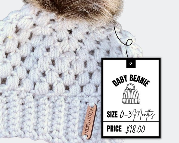 Printable Beanie Tags Packaging for Crochet Hats Printable - Etsy