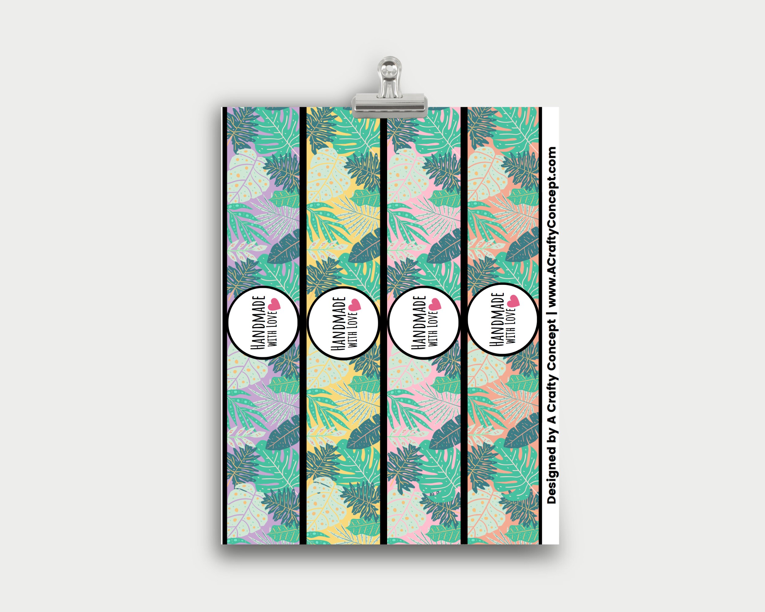 Palm Leaf Wrap Labels Handmade With Love PDF Download