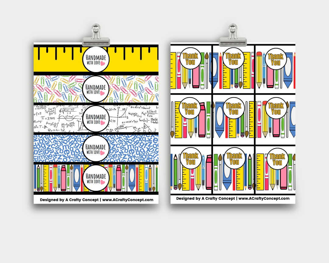 Back to School Themed Handmade With Love Tags, Teacher Appreciation ...