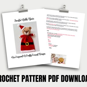 MACHINE KNIT Santa Bear Lovey Pattern, Addi Knit Lovey Pattern ...