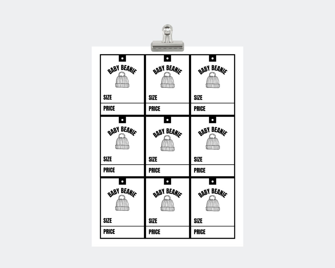 Printable Beanie Tags Packaging for Crochet Hats Printable - Etsy