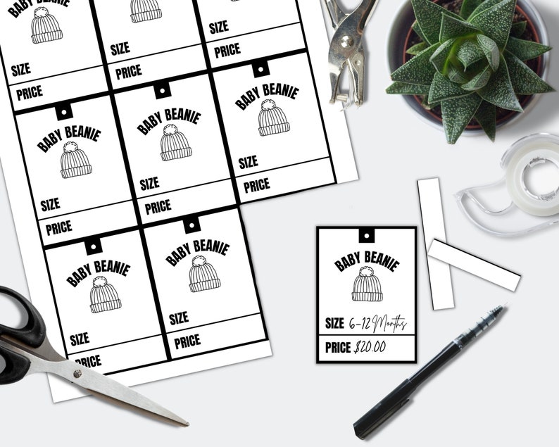 Printable Beanie Tags Packaging for Crochet Hats Printable - Etsy