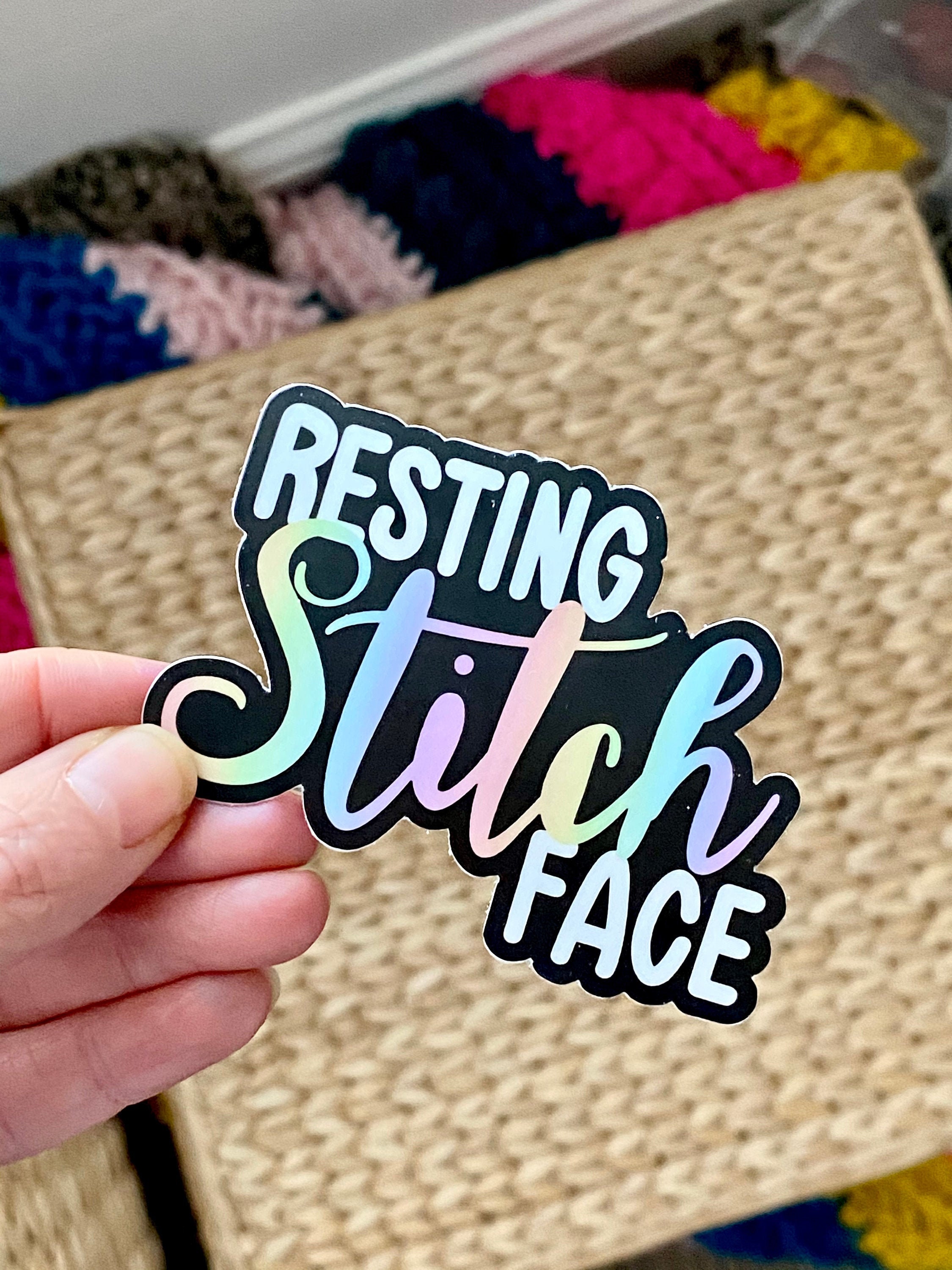 Resting Stitch Face Sticker, Crochet Sticker, Crochet Hook Stickers ...
