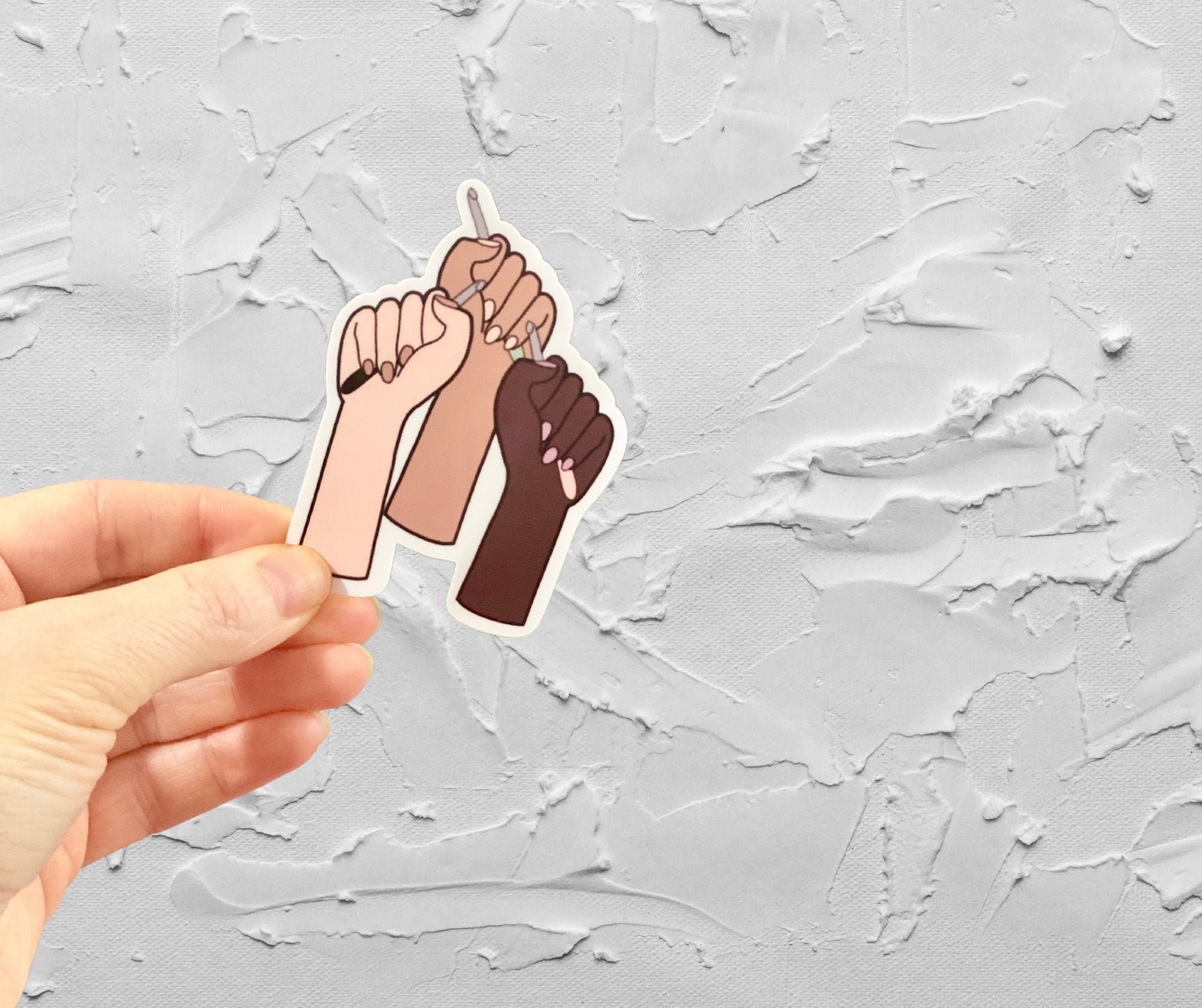 Crochet Fists Sticker, Crochet Hands Sticker, Crochet Hooks Stickers ...