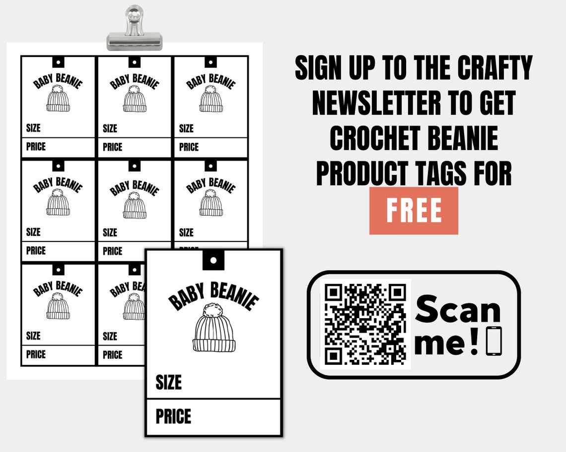 Printable Beanie Tags Packaging for Crochet Hats Printable - Etsy