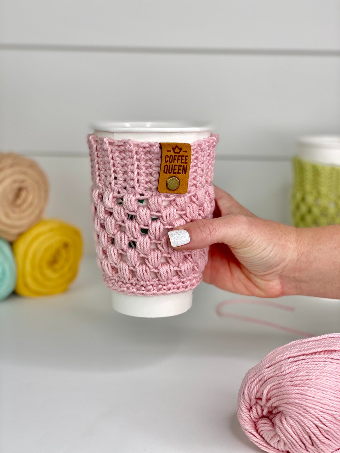 Crochet Coffee Cup Cozy Pattern, Crochet Coffee Sleeve, Crochet Mug ...