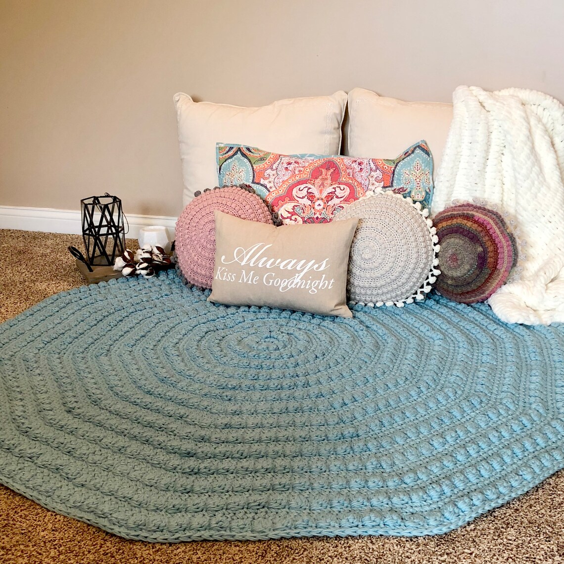 Crochet Circle Rug Pattern, Crochet Rug Pattern, Bobble Rug Crochet ...