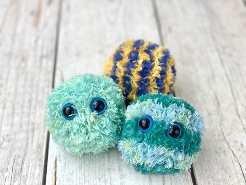 Crochet Fuzzy Monster Pattern, Crochet Worry Pet, Monster Ball, Crochet ...