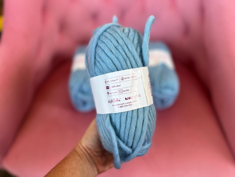 Blue Tuff Puff Yarn, Super Bulky Wool Yarn, Knit Picks Tuff Puff, Blue ...