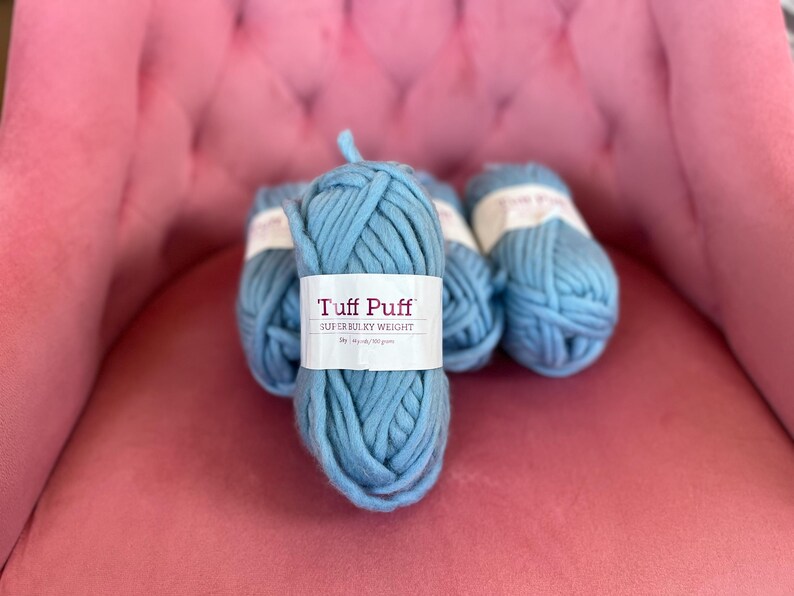 Blue Tuff Puff Yarn, Super Bulky Wool Yarn, Knit Picks Tuff Puff, Blue ...