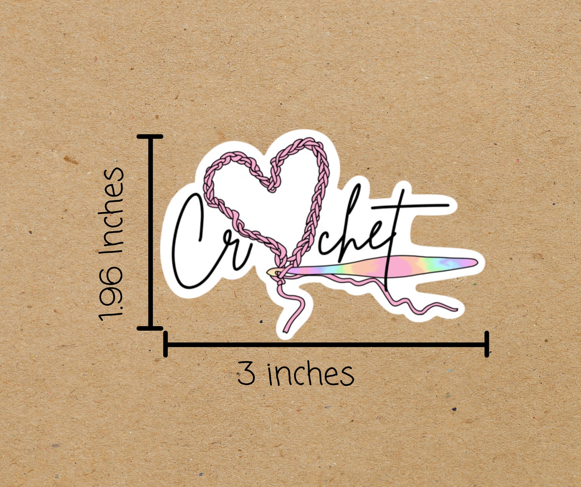 Crochet Chain Heart Sticker, Crochet Sticker, Weatherproof Sticker ...