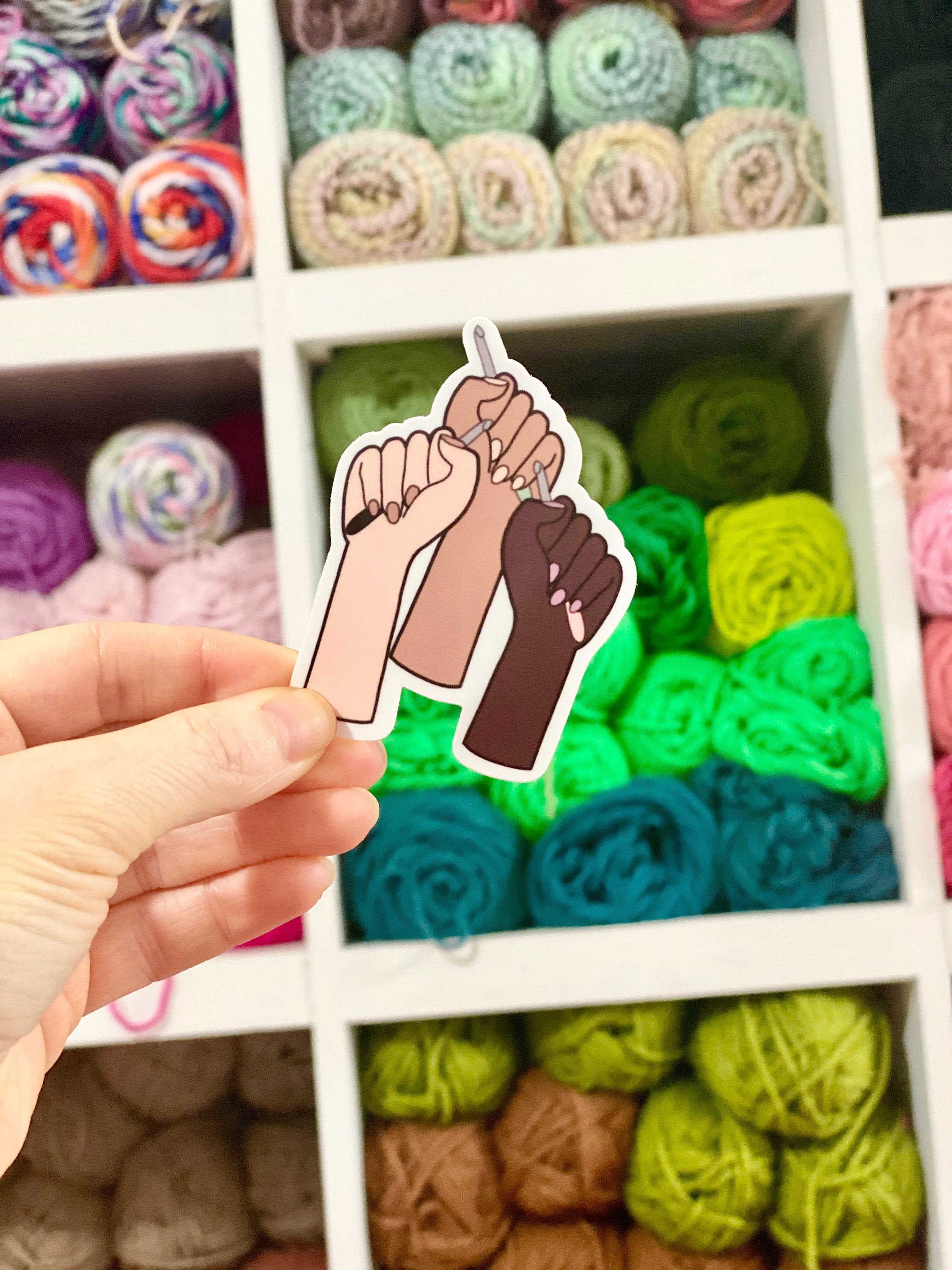 Crochet Fists Sticker, Crochet Hands Sticker, Crochet Hooks Stickers ...