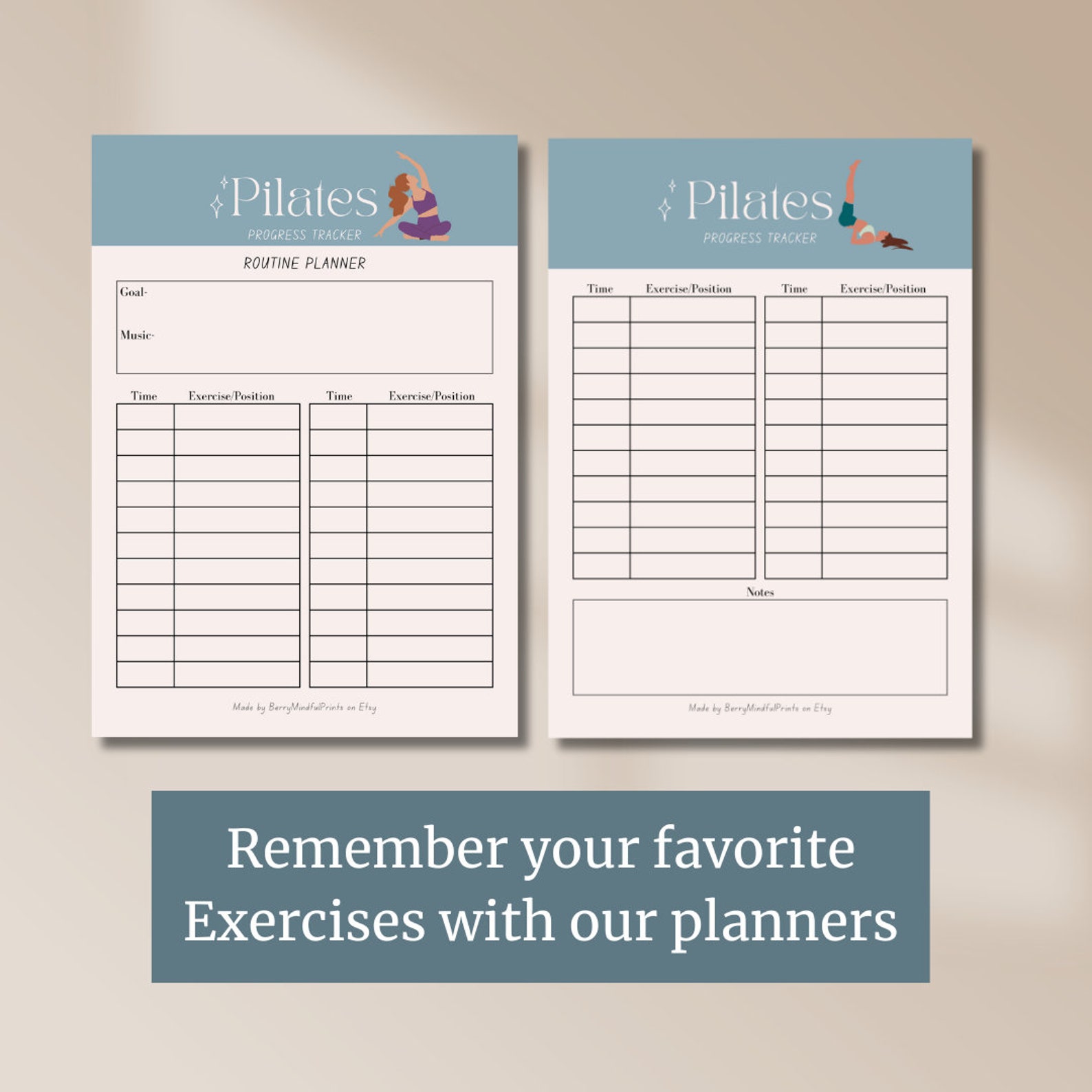 Pilates Journal Tracker Printable Pilates Planner Fitness Plan Tracker ...