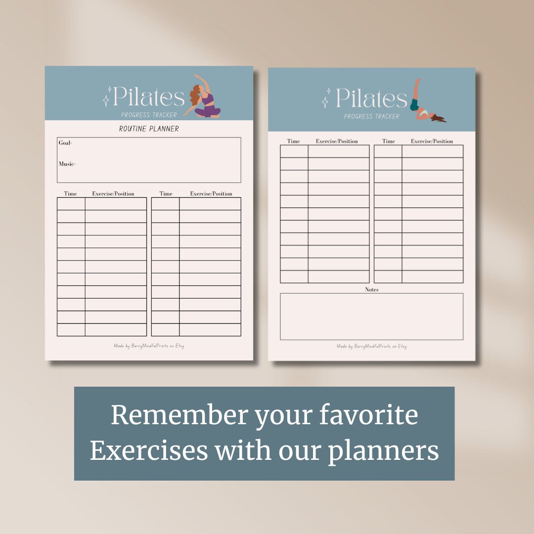 Pilates Journal Tracker Printable Pilates Planner Fitness Plan Tracker ...