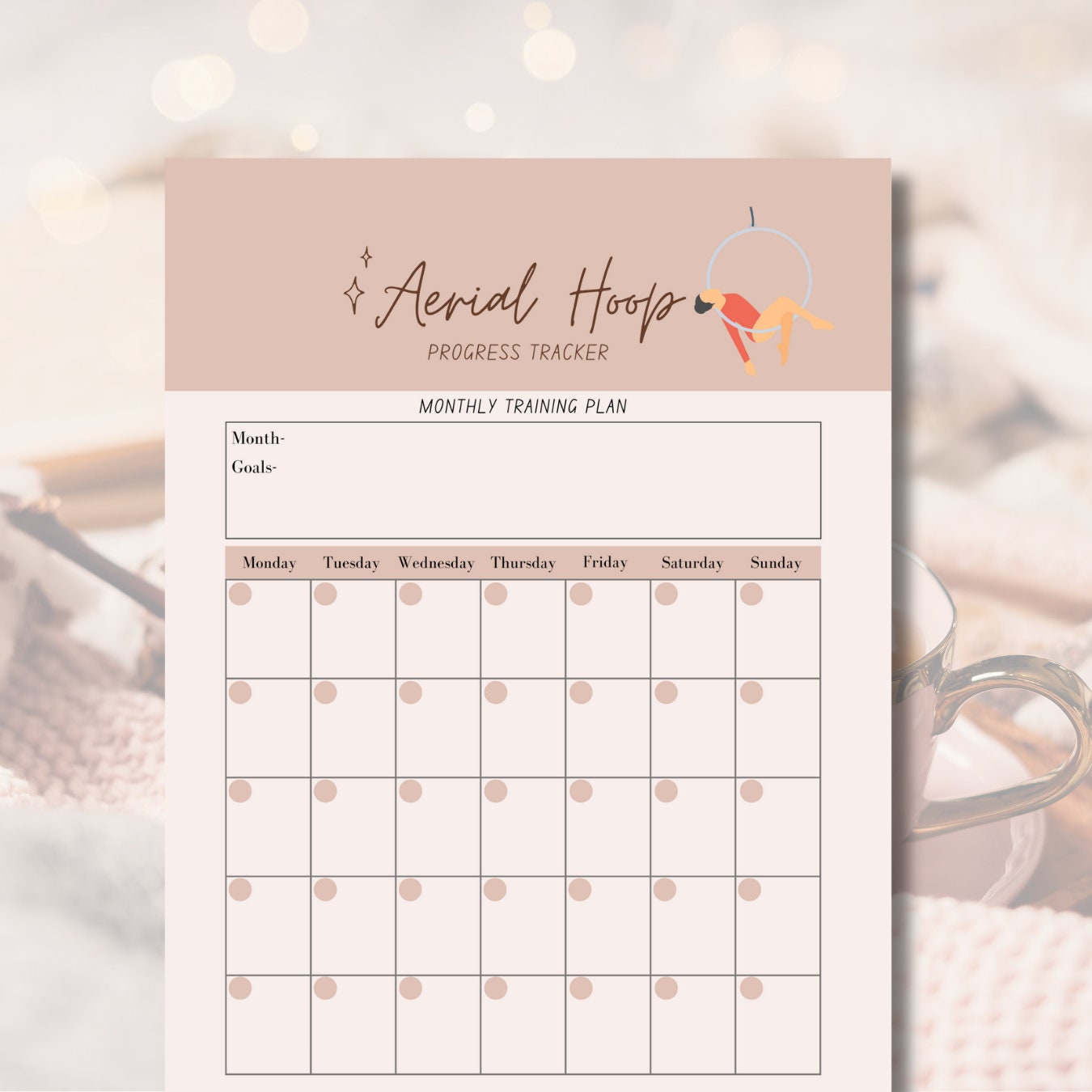 Aerial Hoop Tracker Printable Bundle, Aerialist Dance Progress Fitness ...