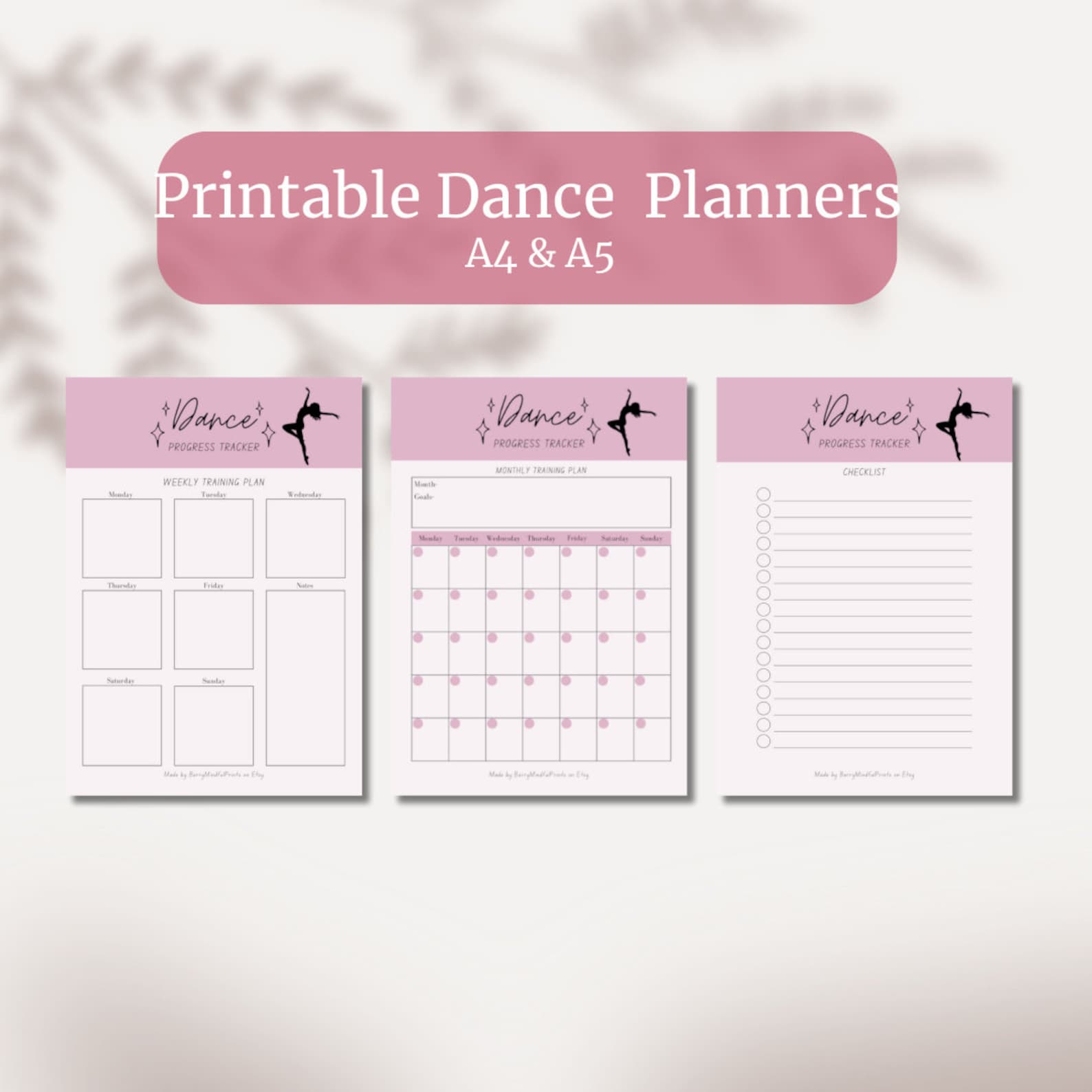 Dance Journal Recital Tracker Printable Bundle, Dancer Fitness Progress ...
