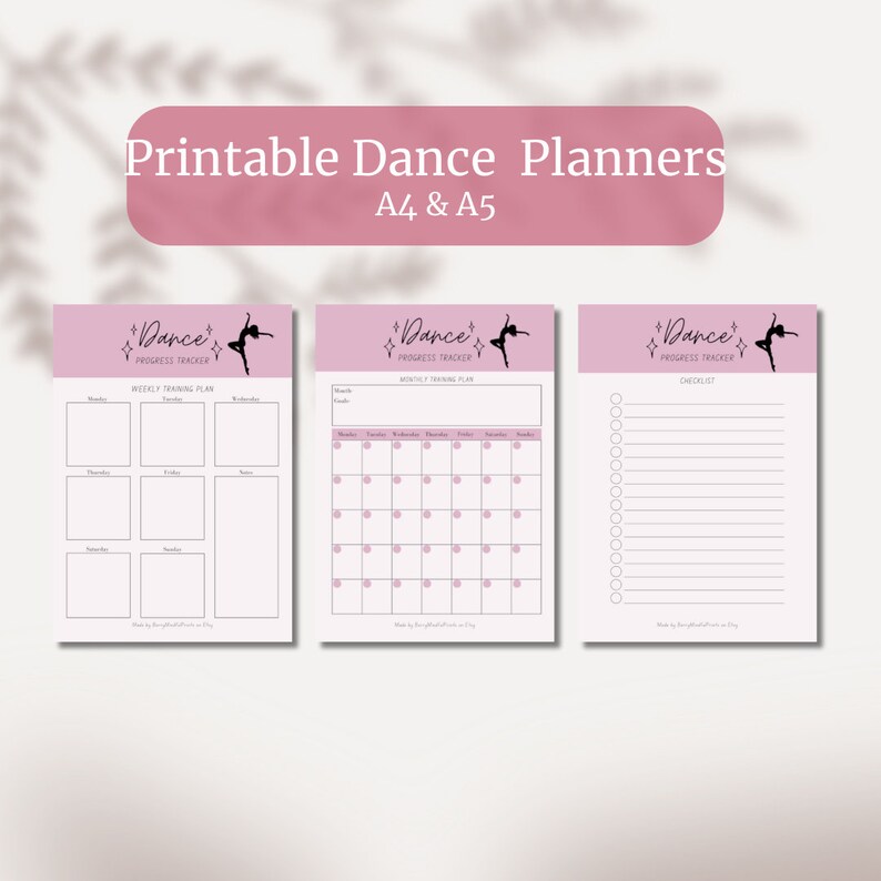 Dance Journal Recital Tracker Printable Bundle, Dancer Fitness Progress ...