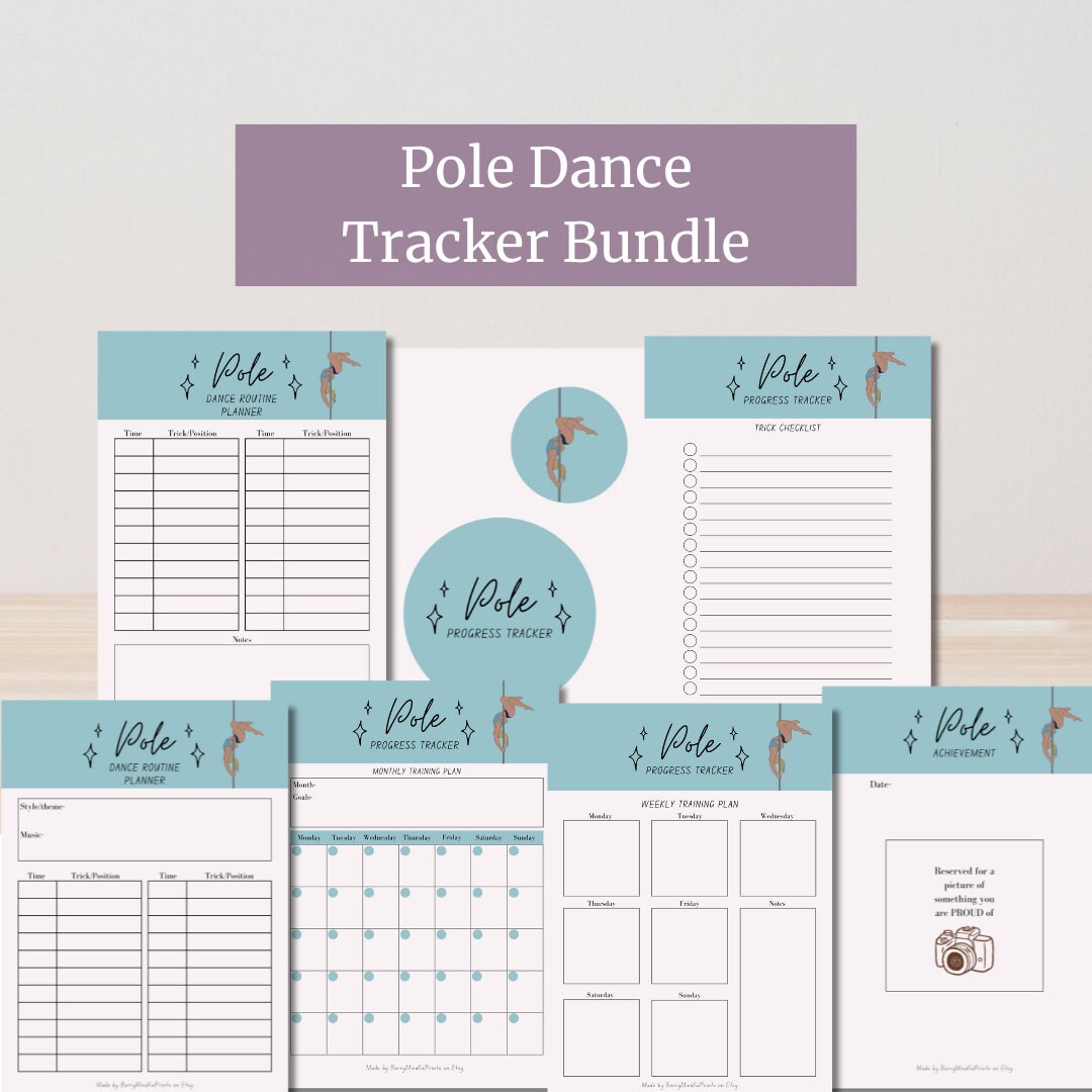 Pole Dance Progress Tracker Printable Bundle Pole Fitness Journal ...
