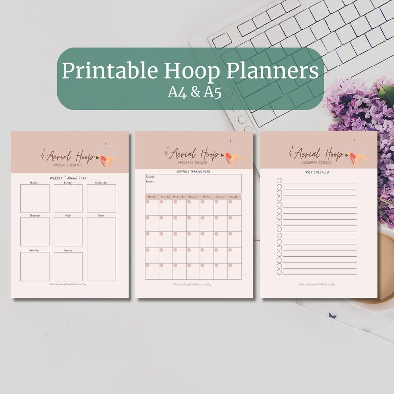 Aerial Hoop Tracker Printable Bundle, Aerialist Dance Progress Fitness ...