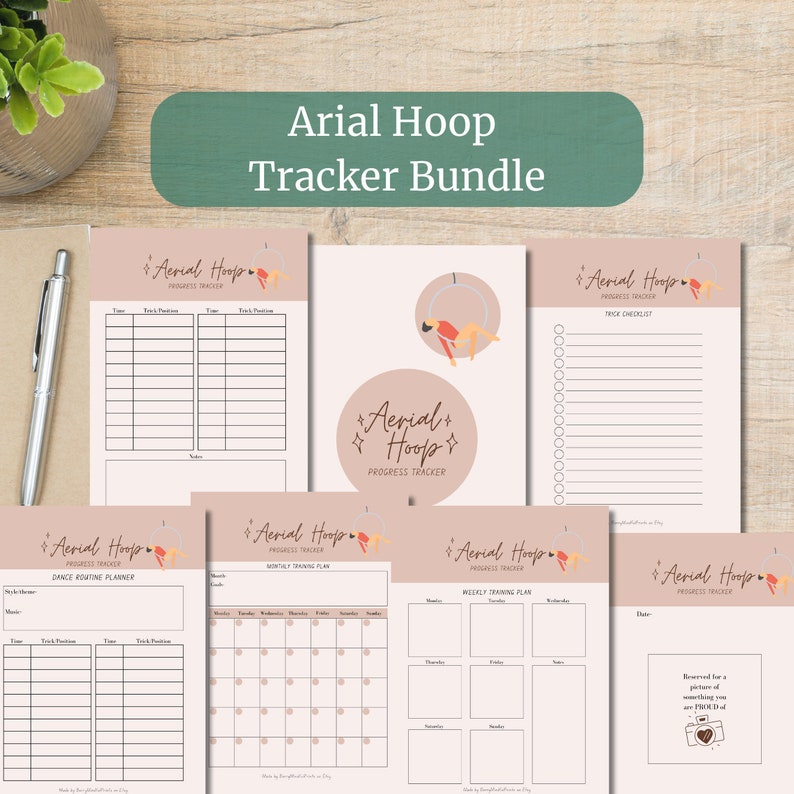 Aerial Hoop Tracker Printable Bundle, Aerialist Dance Progress Fitness ...
