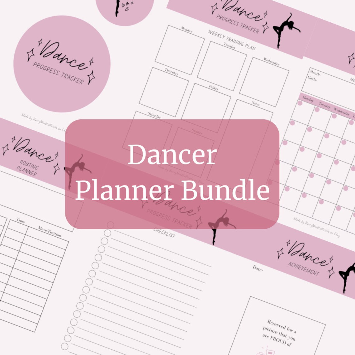 Dance Journal Recital Tracker Printable Bundle, Dancer Fitness Progress ...
