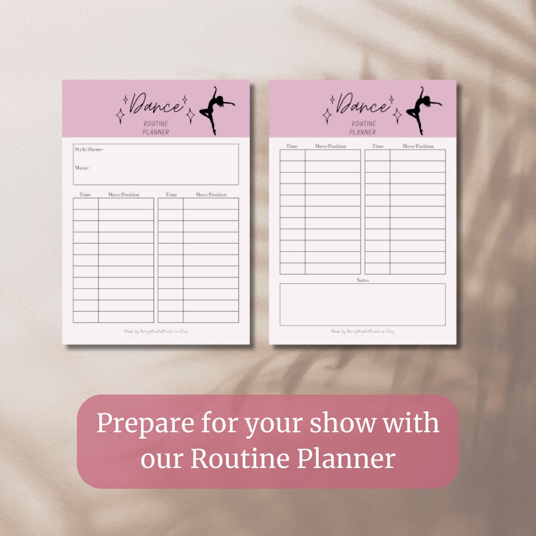 Dance Journal Recital Tracker Printable Bundle, Dancer Fitness Progress ...