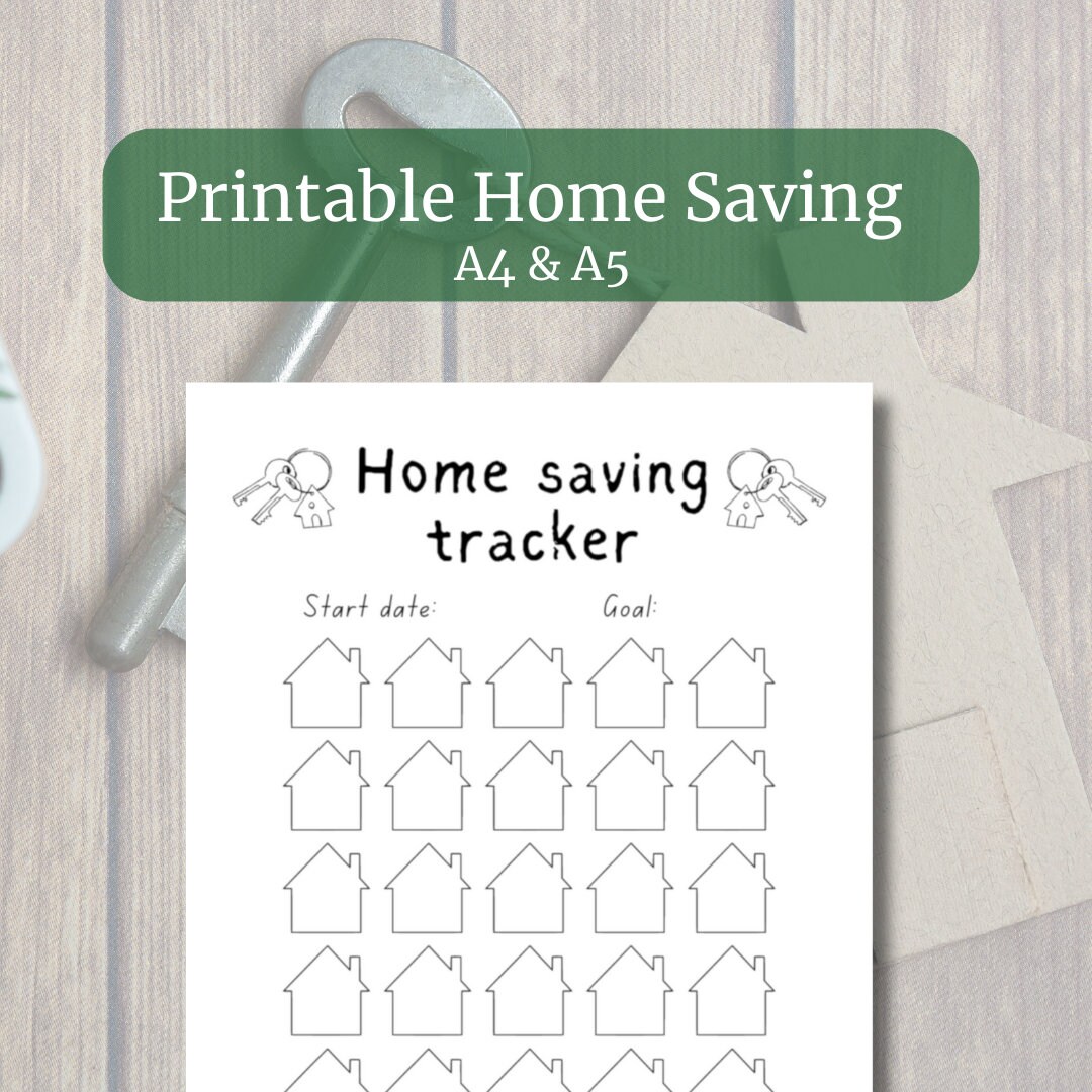 Home Saving Printable Tracker for House Deposit Goal, Simple Digital ...