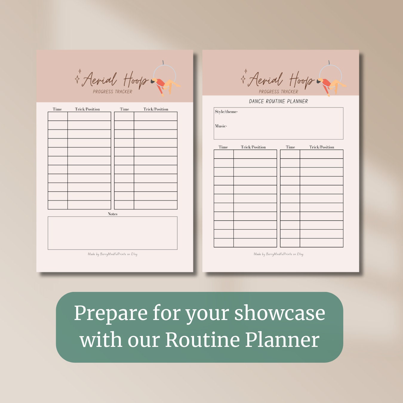 Aerial Hoop Tracker Printable Bundle, Aerialist Dance Progress Fitness ...