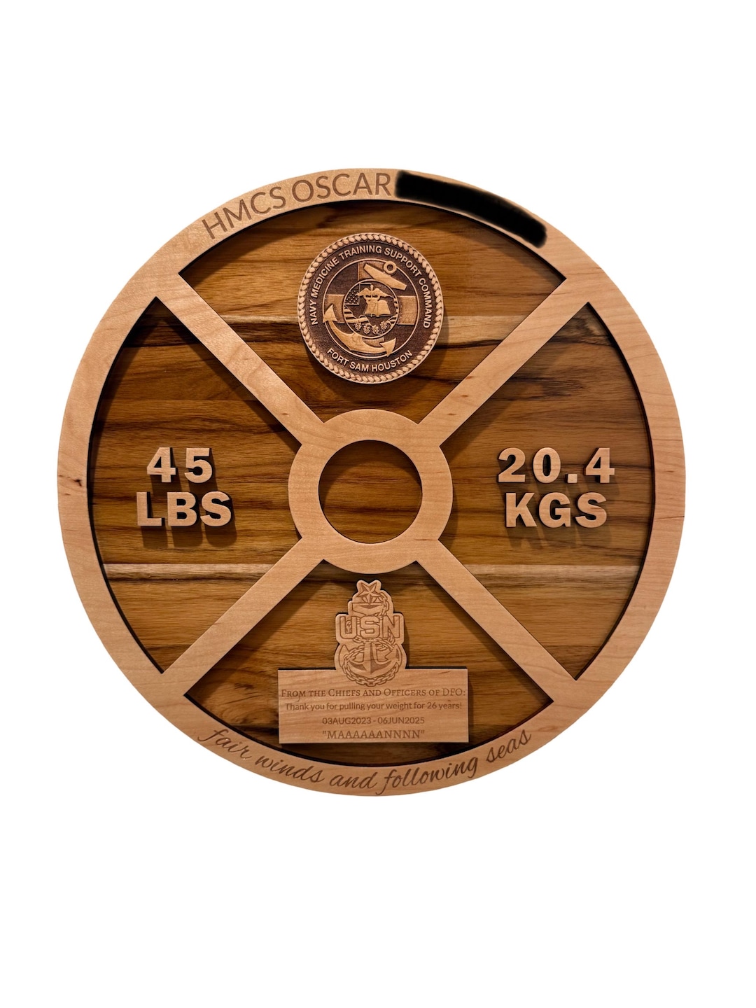45 Lb Plate Custom Plaque - Etsy