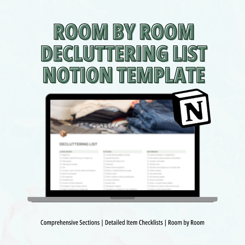 Room by Room Decluttering List Notion Template - Etsy