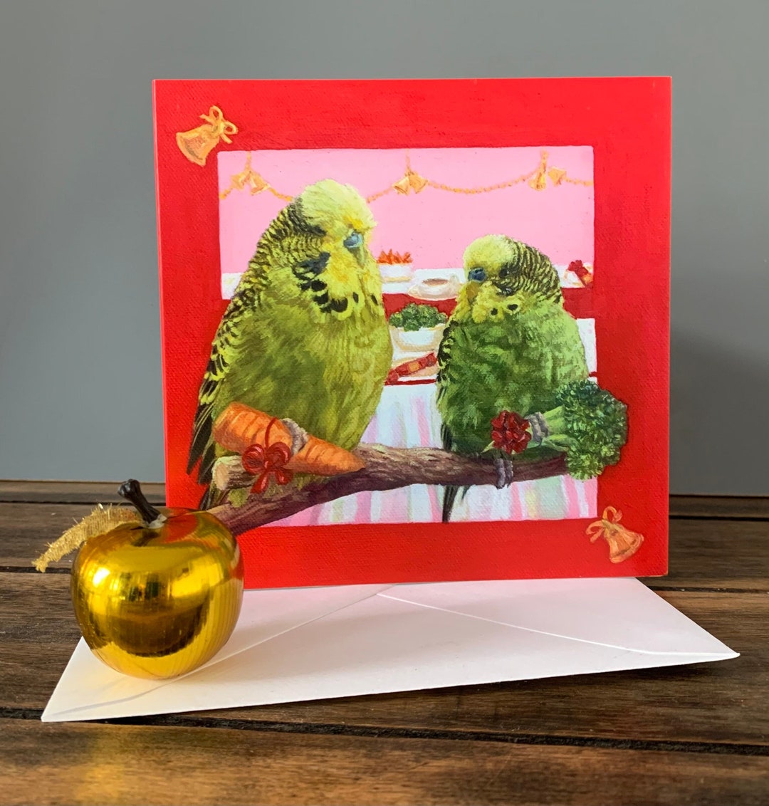 Budgie Christmas Card Parakeet Christmas Cards Cute - Etsy