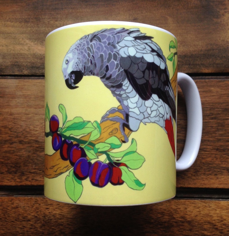 African Grey Parrot Mug Parrot Mug Graphic Style Bird - Etsy UK