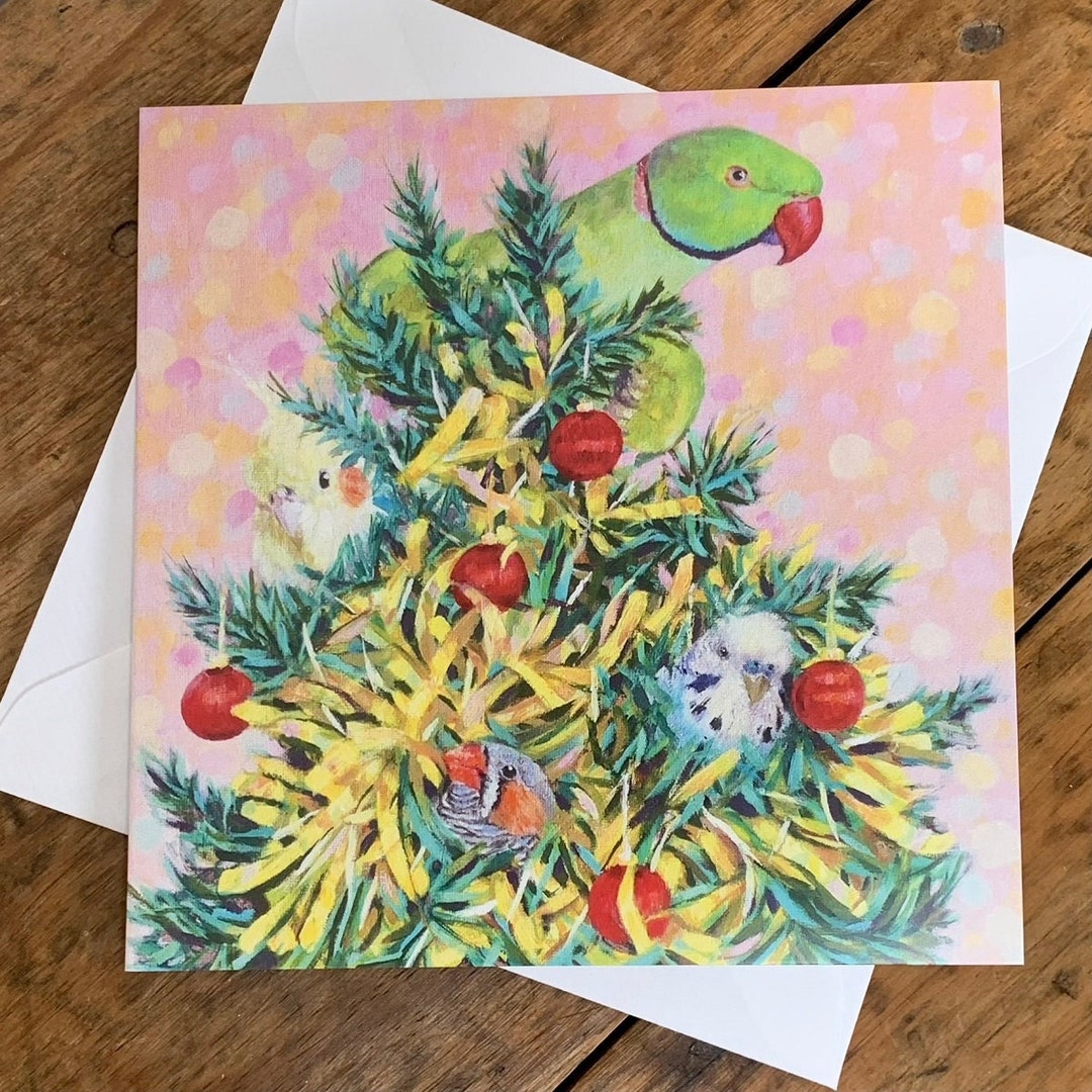 Budgie Cockatiel Parrot Finch Christmas Card 'A Cheep - Etsy