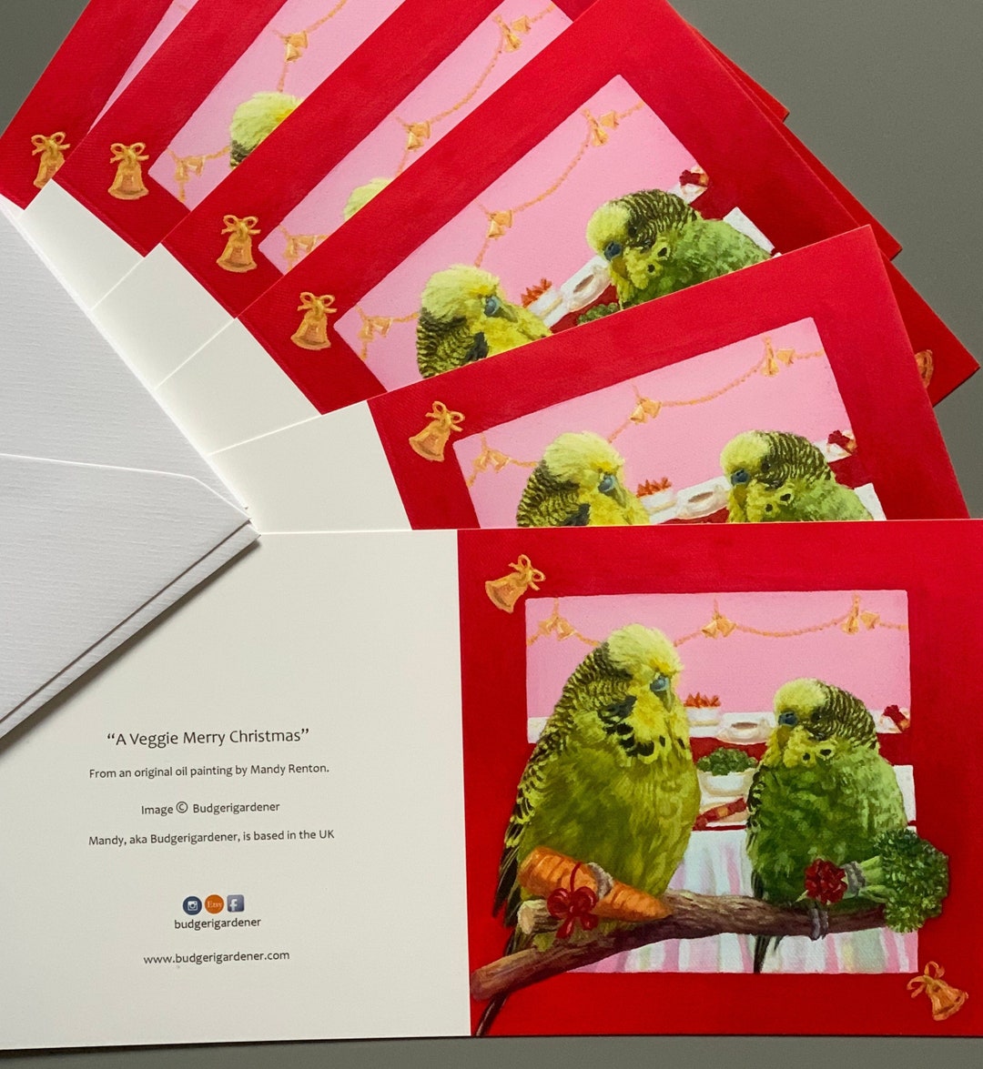 Budgie Christmas Cards, Veggie Parakeet Holiday Greeting - Etsy Canada