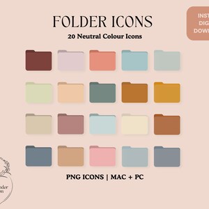 20 Neutral Aesthetic Folder Icons Mac PC PNG Files Digital Organize ...