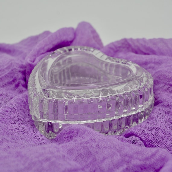Heart Shaped Clear Glass Jewelry Box/trinket Vintage Style - Etsy