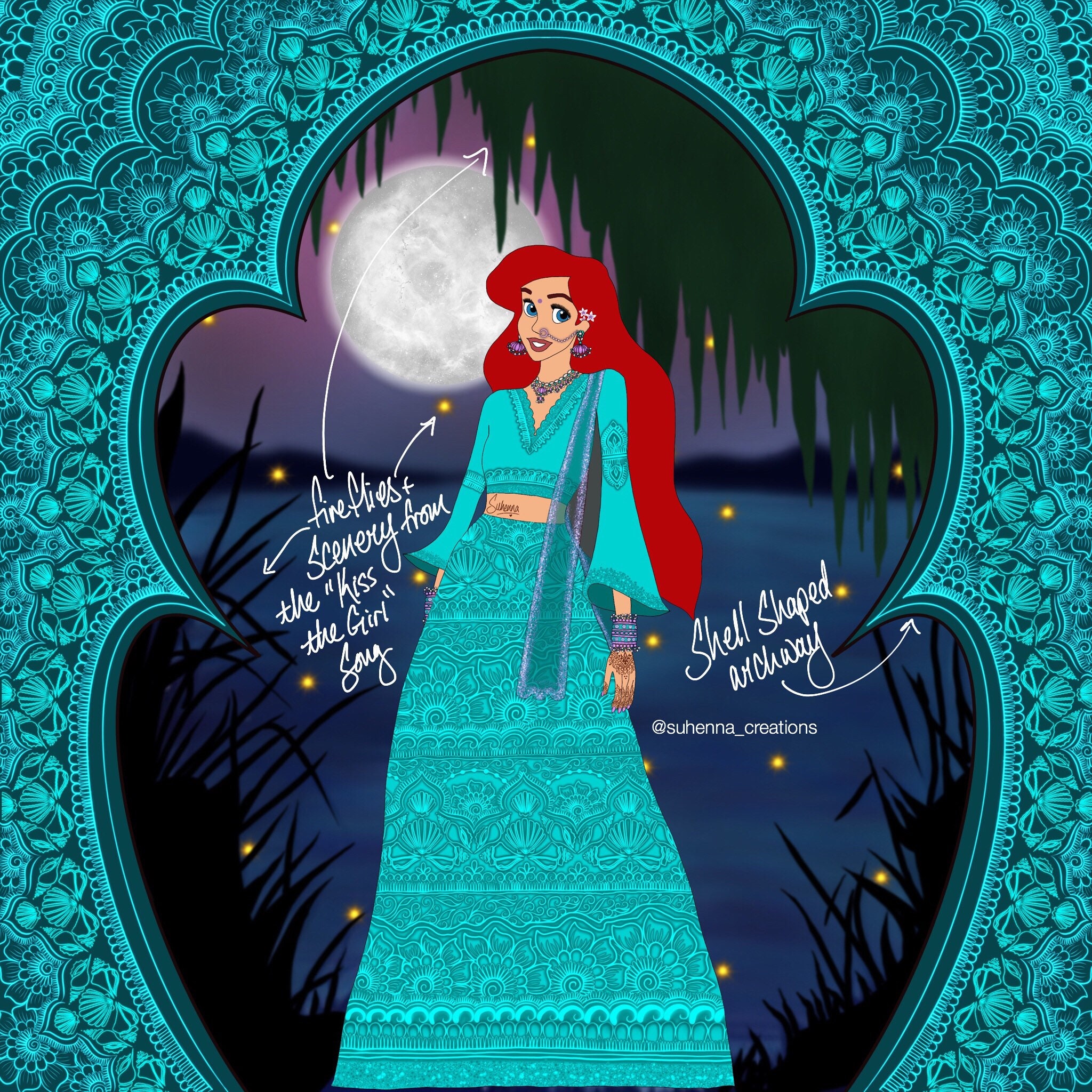 Ariel Maharani Print // Desi Art // Disney Princess // the | Etsy