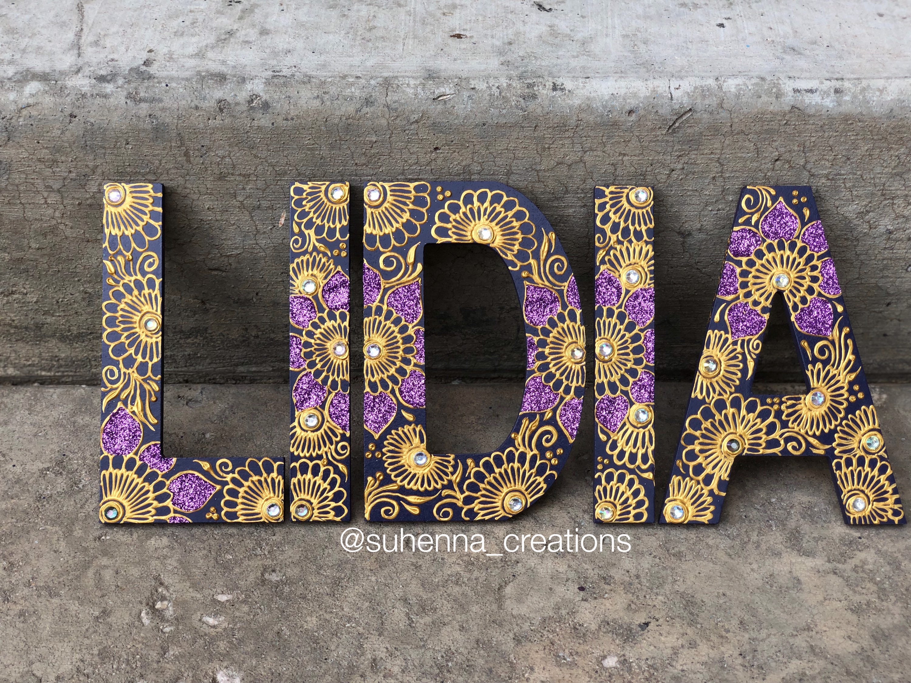 Mini Henna Wood Letter // Ornament // Hand Painted // Decor // Custom ...