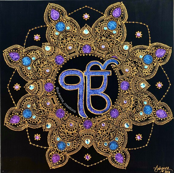 Ik Onkar Mandala Hand Painted Canvas // Punjabi // Punjab // - Etsy