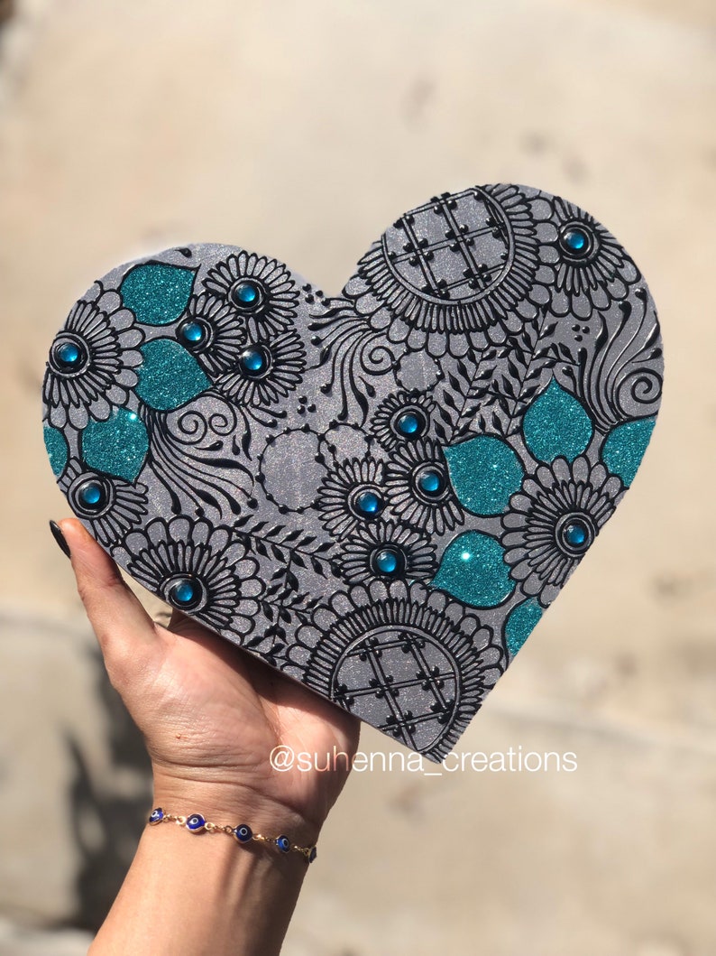 Wood Henna Heart // Hand Painted // Decor // Custom // Mendhi // Mehndi ...
