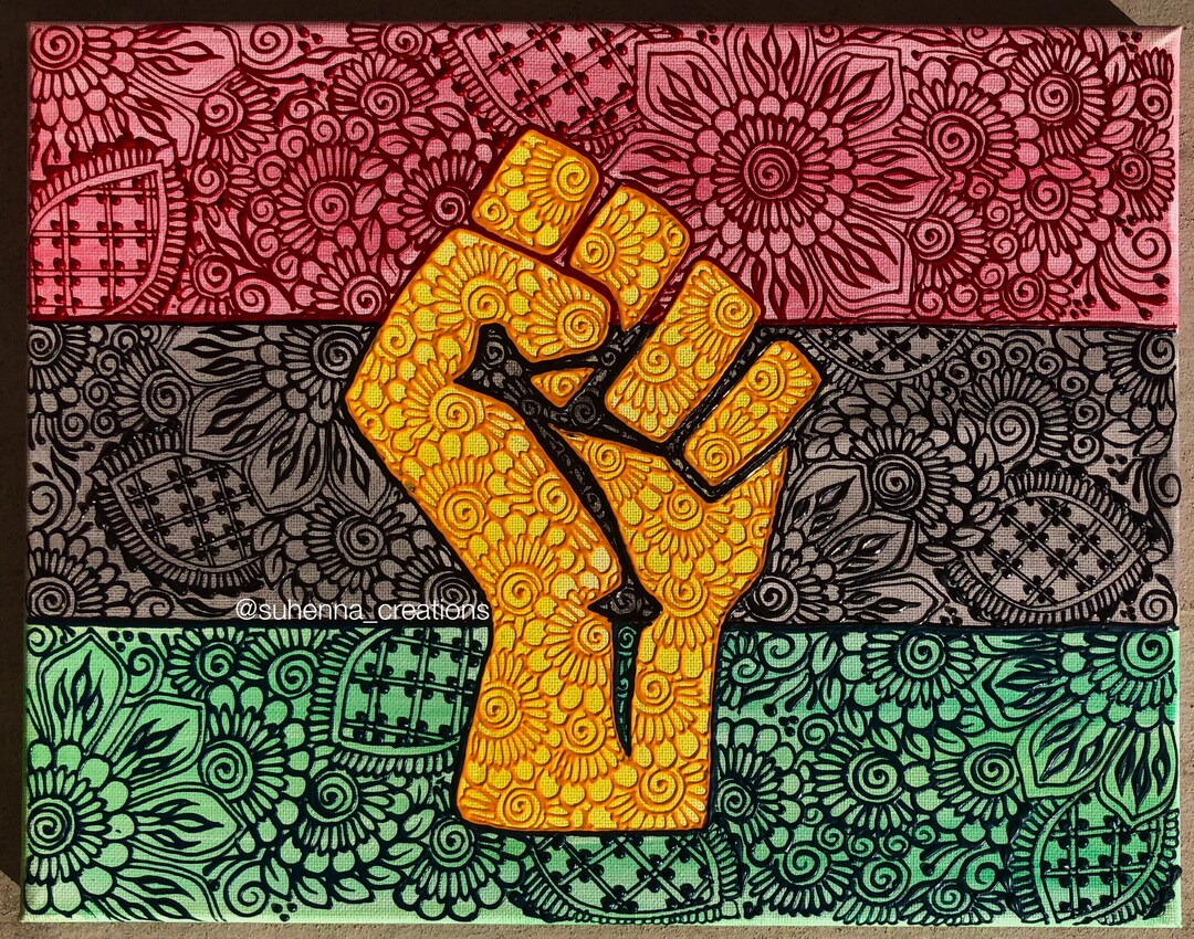 Pan African Flag Henna Canvas- Home Decor, Office Decor, Gift, Custom ...