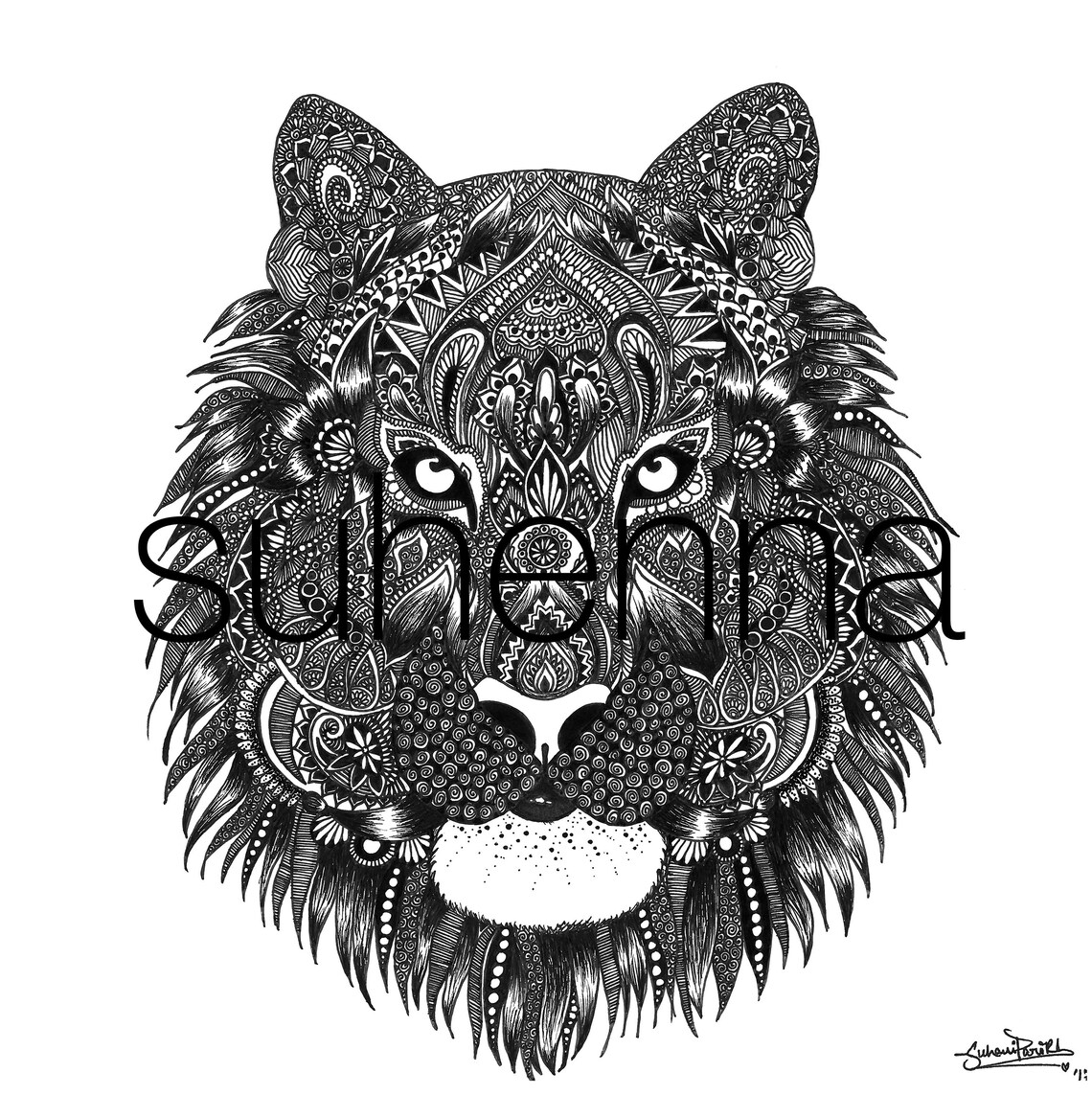 Tiger // henna tiger print // tiger print // home decor | Etsy