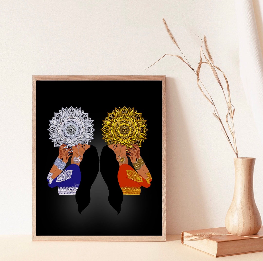 Roshni Rajakumaris // Sun and Moon // Print // Desi Art // Indian ...