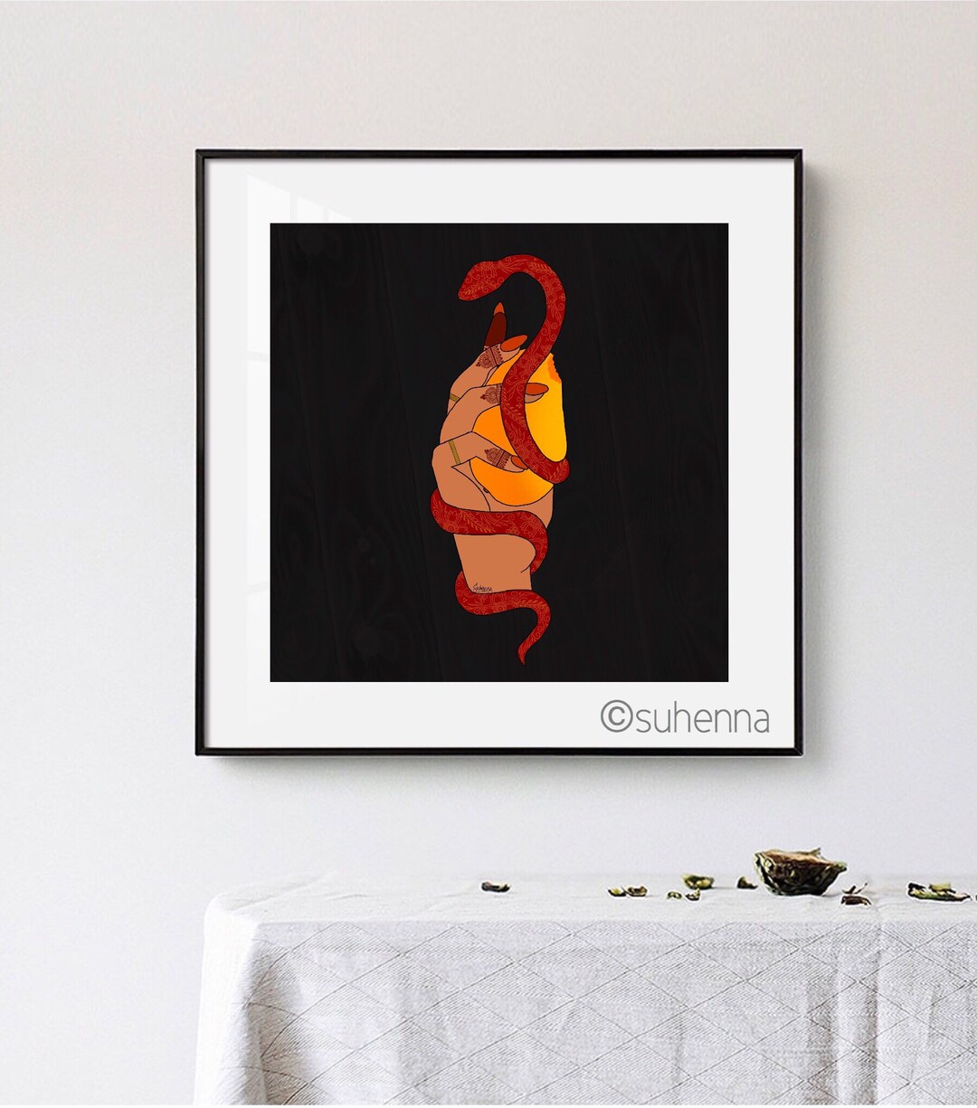Sssssweet Like a Mango Print // Sweet // Snake // Desi Art // Brown - Etsy