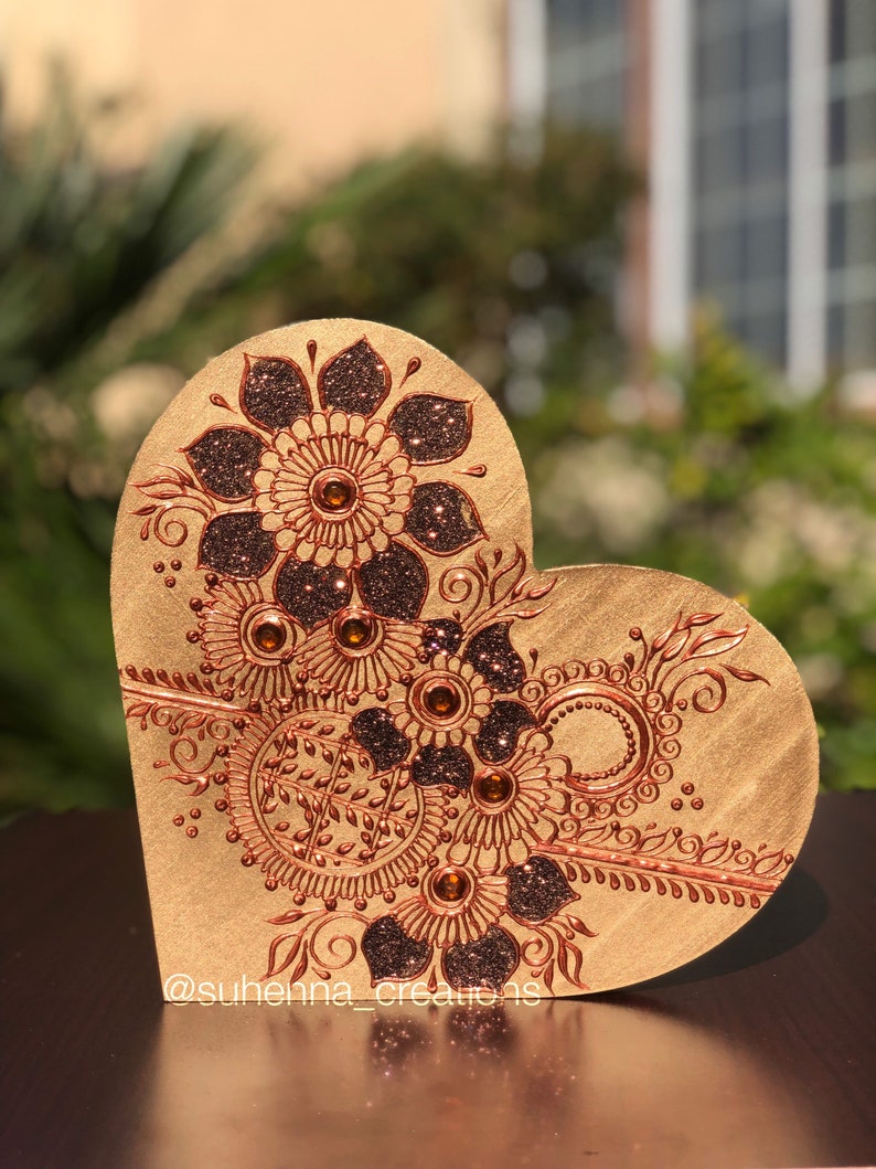 Wood Henna Heart // Hand Painted // Decor // Custom // Mendhi // Mehndi ...