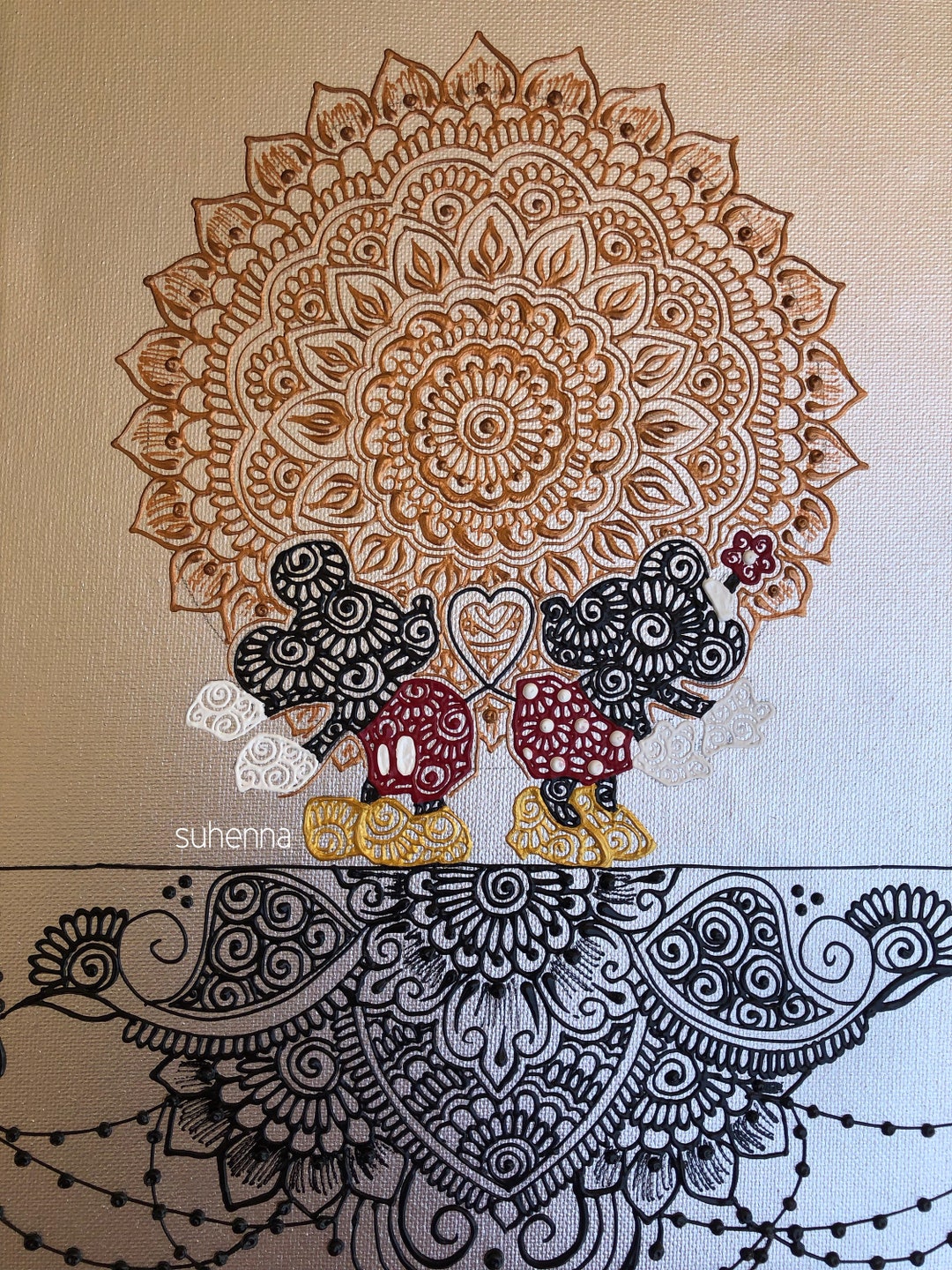 Mickey and Minnie Henna Canvas // Disney // Love // Wall Art // Home ...
