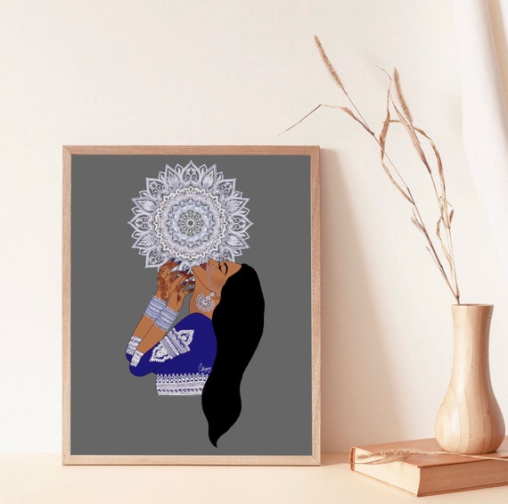 Moonlit Melanin // Print // Desi Art // Indian // India // Art - Etsy