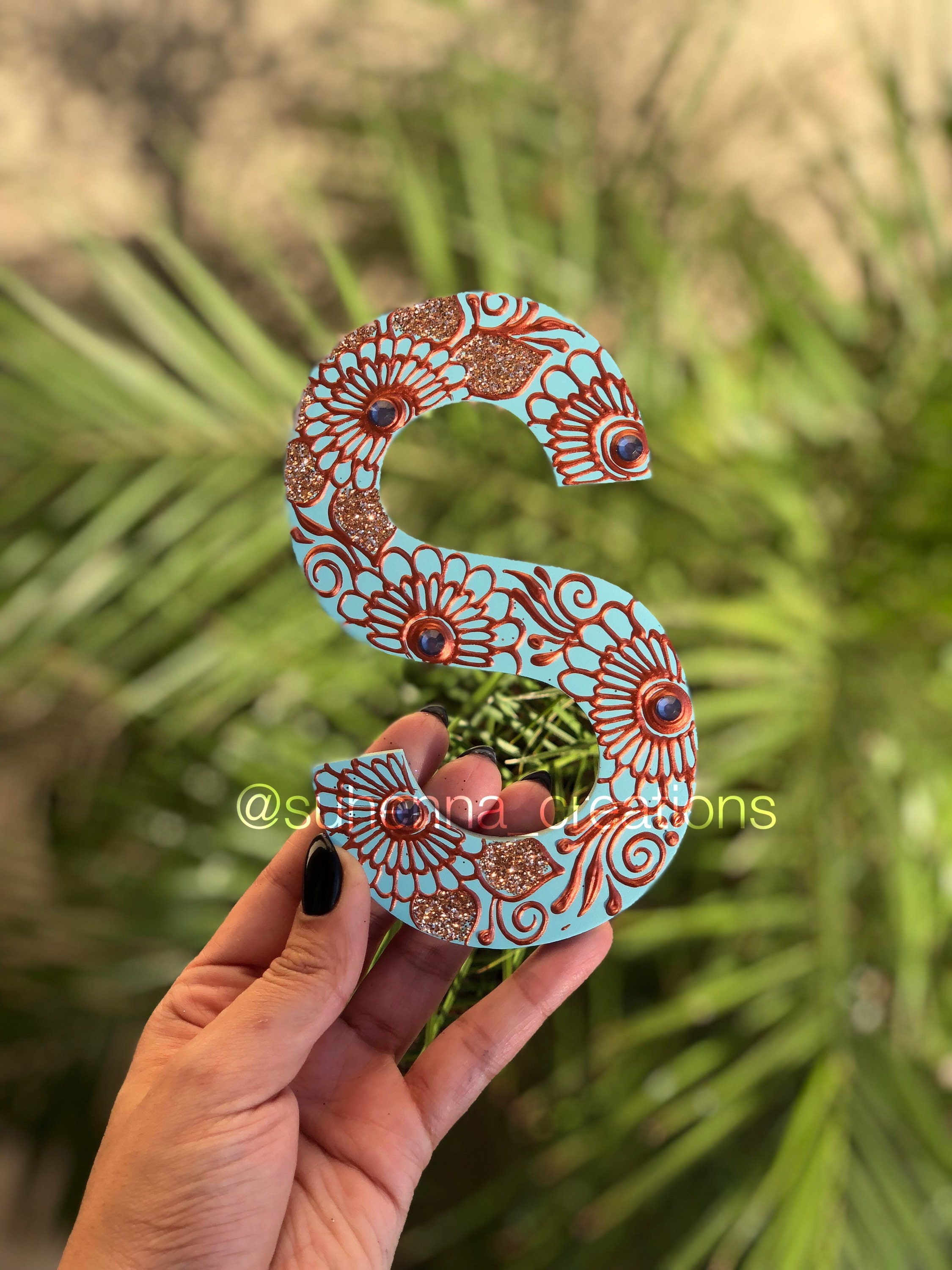 Mini Henna Wood Letter // Ornament // Hand Painted // Decor // Custom ...